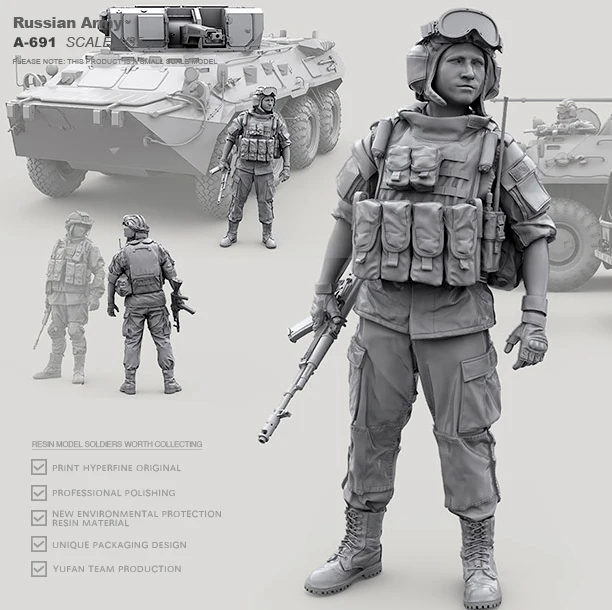 1/35 Resin Model Kits Diy Figure Russian Soldier Self-assembled A-691 ...