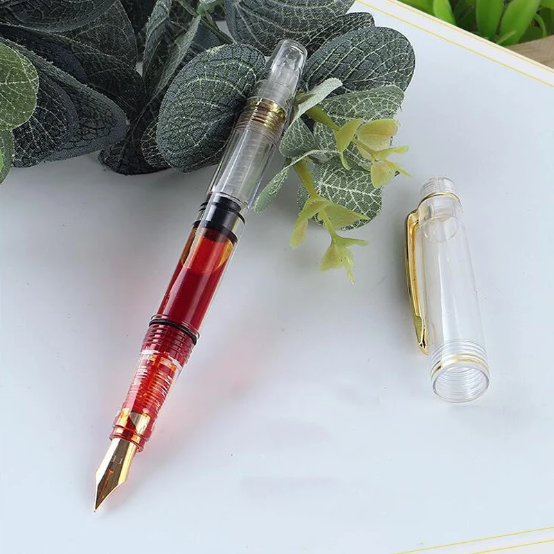 High Quality 330 Plastic Fountain Pen Transparent White Piston Ink ...