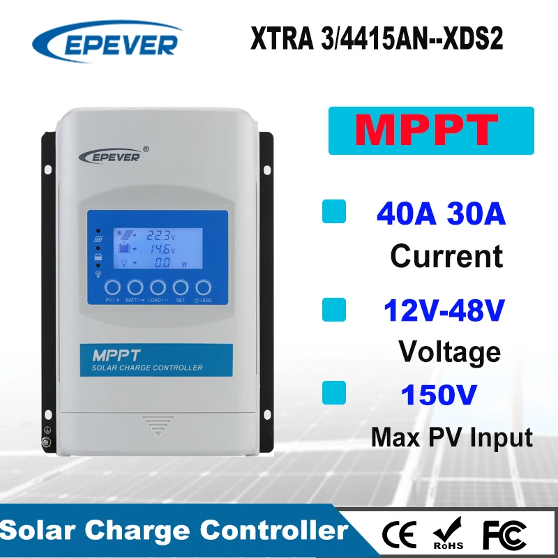 Epever – Contrôleur De Charge Mppt Pour Panneaux Solaires, 12v/24v/36v/48v, 30a/40a, Écran Lcd ...
