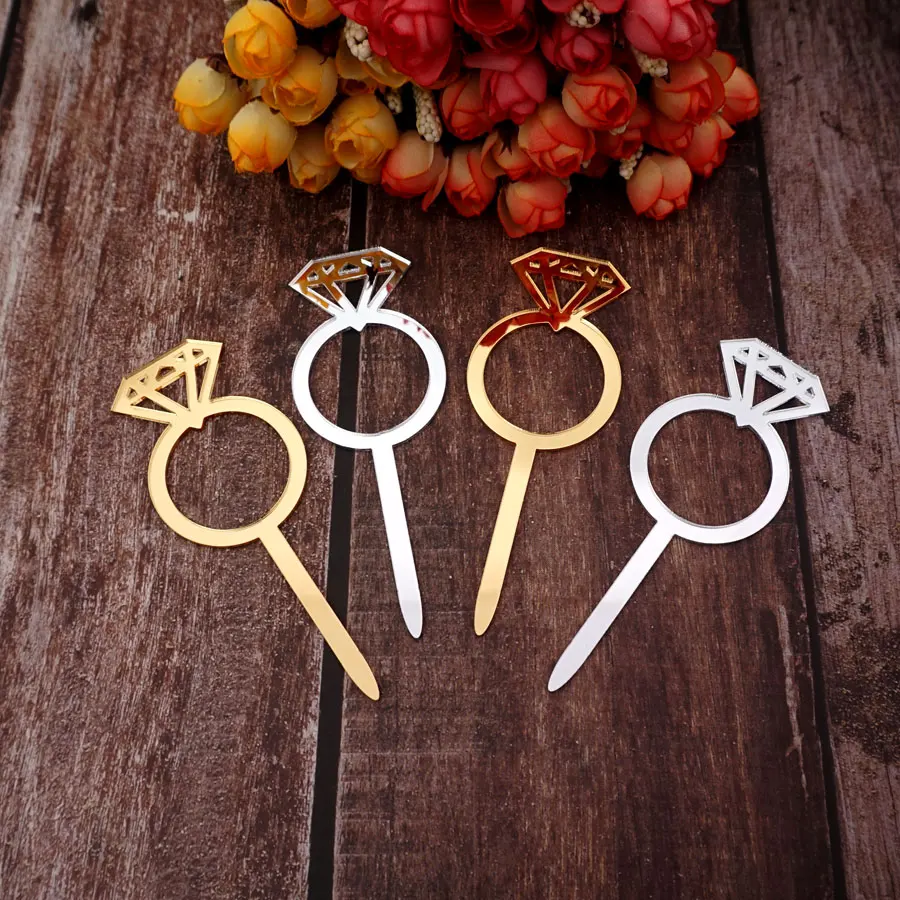 6pcs-Lot-Diamond-Ring-Cake-Topper-Wedding-Party-Anniversary-Activity ...