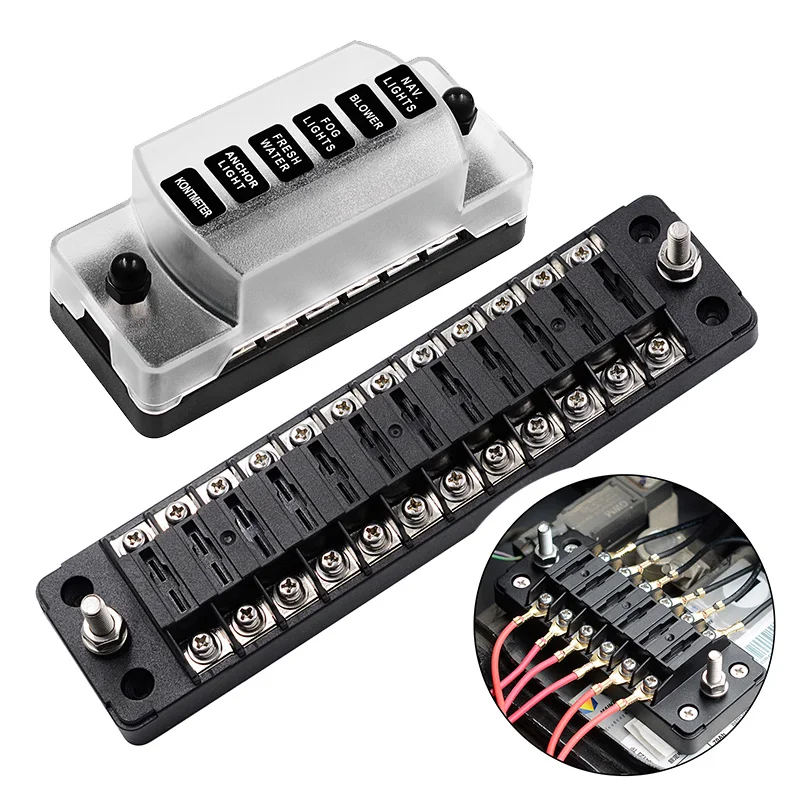 Plastic Cover Fuse Box Holder 6 Ways/12Ways 12V 24V Fuses For Cars RV ...