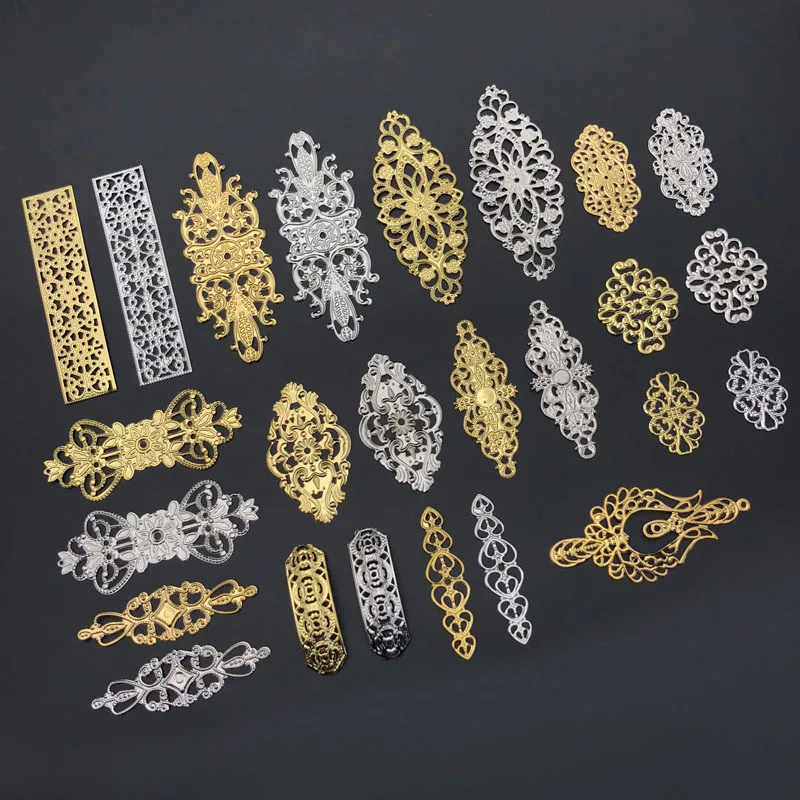 10-20Pcs-Multi-Color-Filigree-Wraps-Connectors-Metal-Crafts-Gift-Hair ...