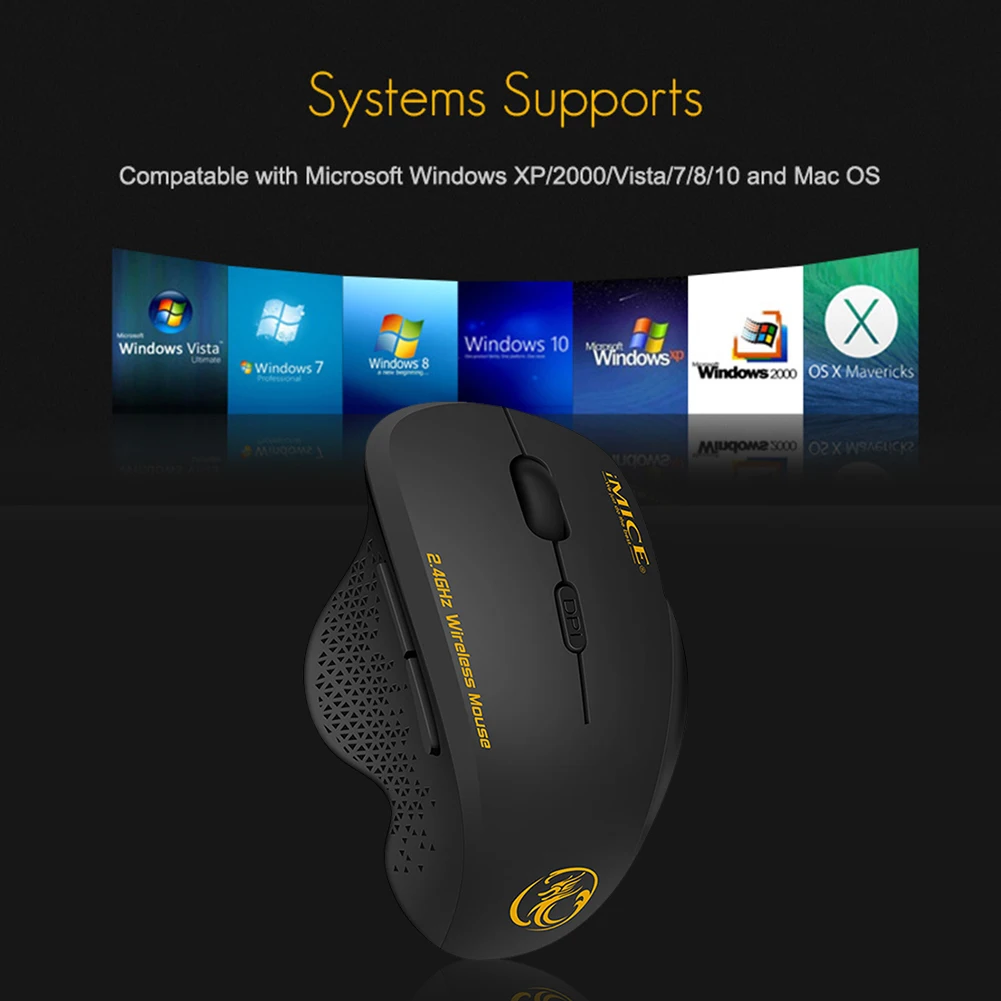 IMICE G6 2.4GHz Wireless Mouse 1600 DPI Adjustable Ergonomic Vertical ...