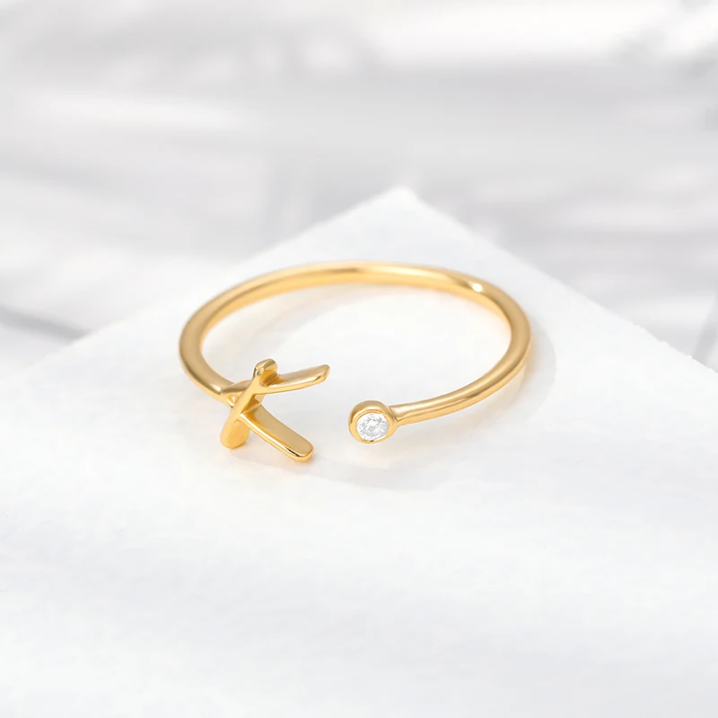 Zircon-Initial-Ring-stainless-steel-Letter-Ring-Alphabet-Female-Party ...