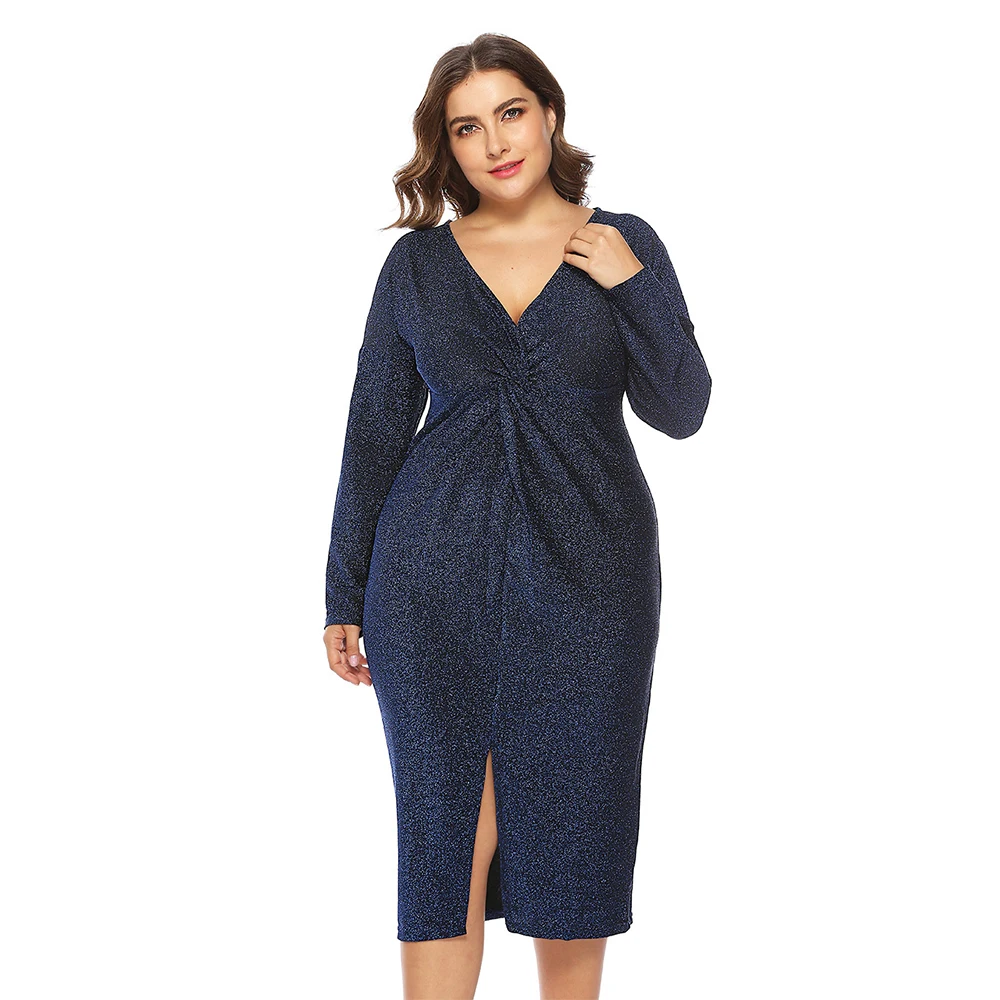 Wipalo Элегантное вечернее облегающее платье с разрезом и глубоким декольте, плюс сайз XL-5XL ...