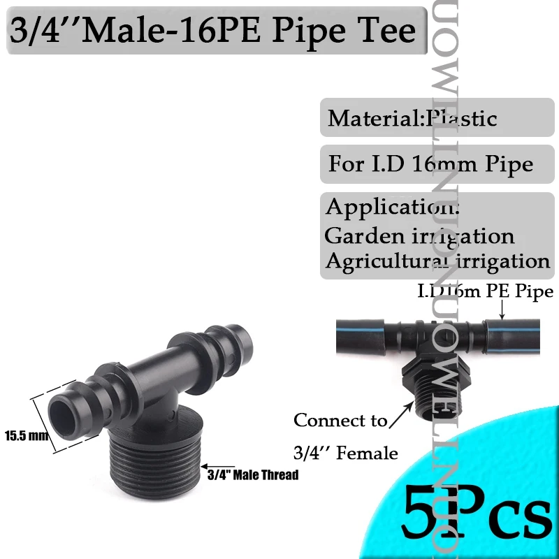 Tuyau d'arrosage,Connecteurs de tuyaux d'arrosage en PE,16 à 20,25mm,5 pièces,connecteur droit ...
