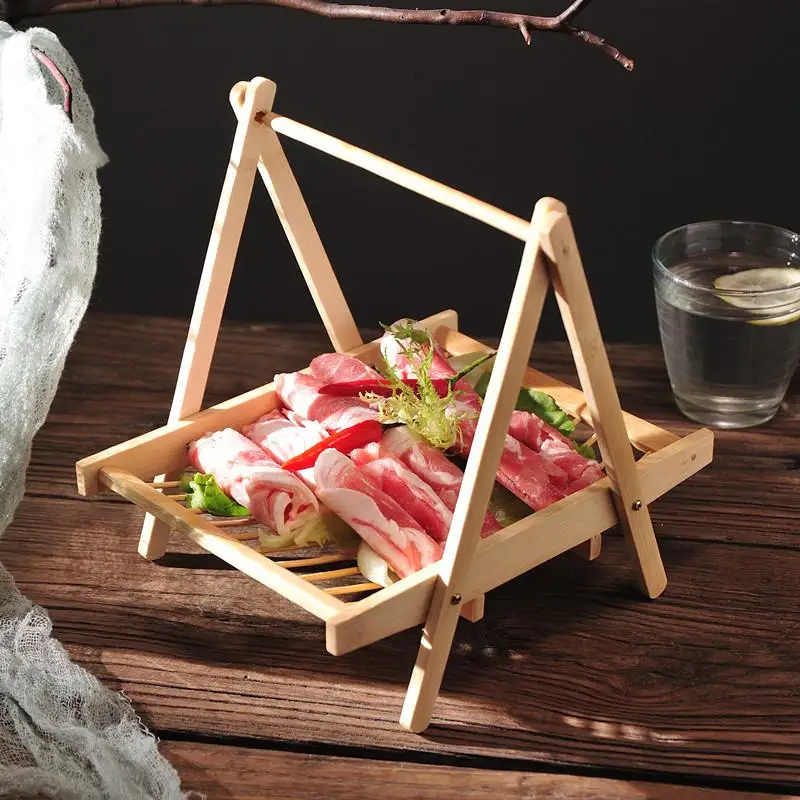 Bamboo-tray-goose-sausage-rack-creative-hot-pot-restaurant-barbecue ...