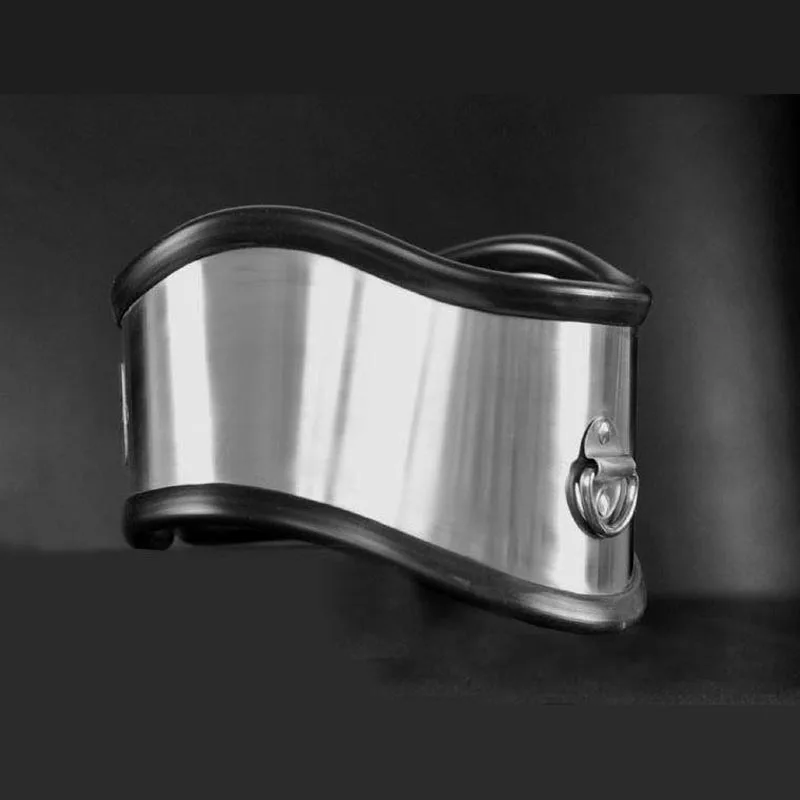 Unisex Bondage Rubber Lined Stainless Steel Locking Posture Collar Neck ...