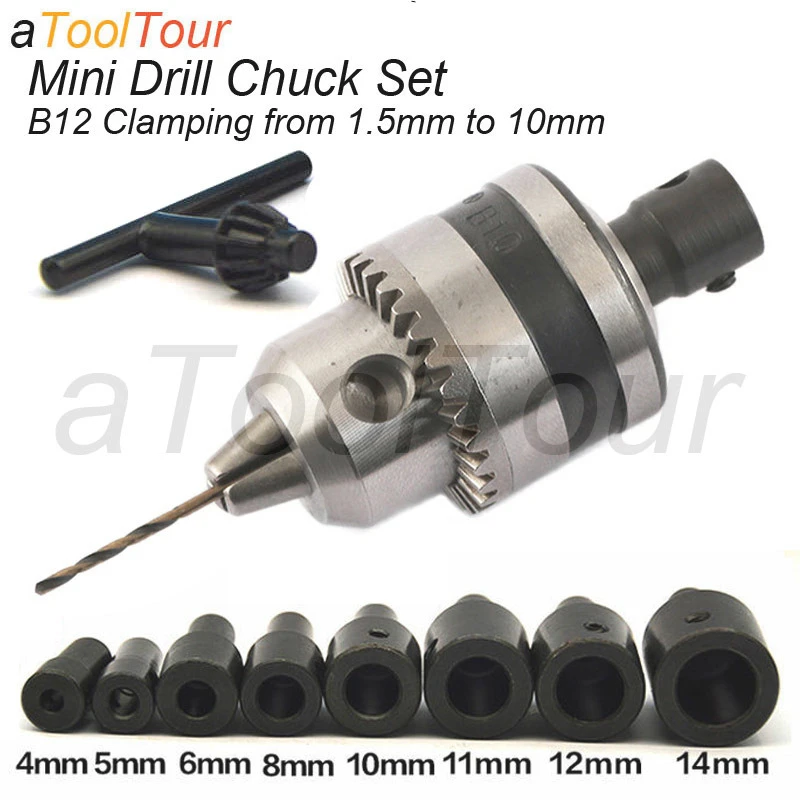 Mini Electric Drill Chuck 1.5 10mm Mount B12 Taper Connector Rod Motor ...