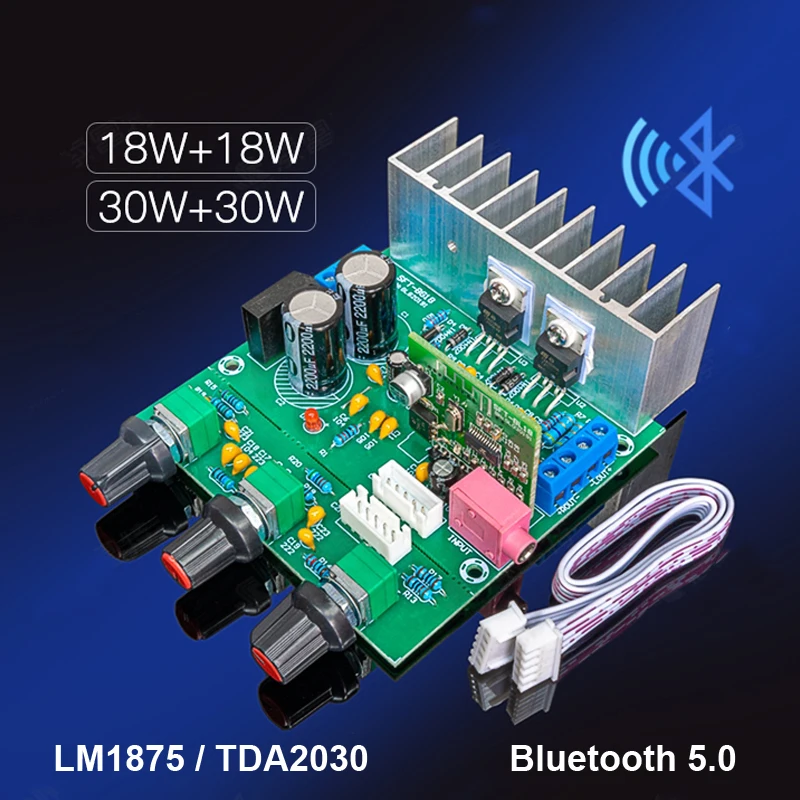 2*30W Bluetooth-Compatible LM1875 TDA2030A Audio Power Amplifier Board Stereo 2.0 Class AB Home ...