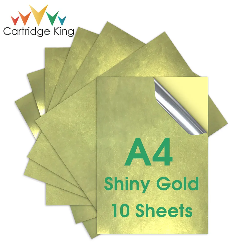 10-Sheets-Shiny-Gold-Printable-Vinyl-Sticker-Paper-A4-Printer-Paper ...