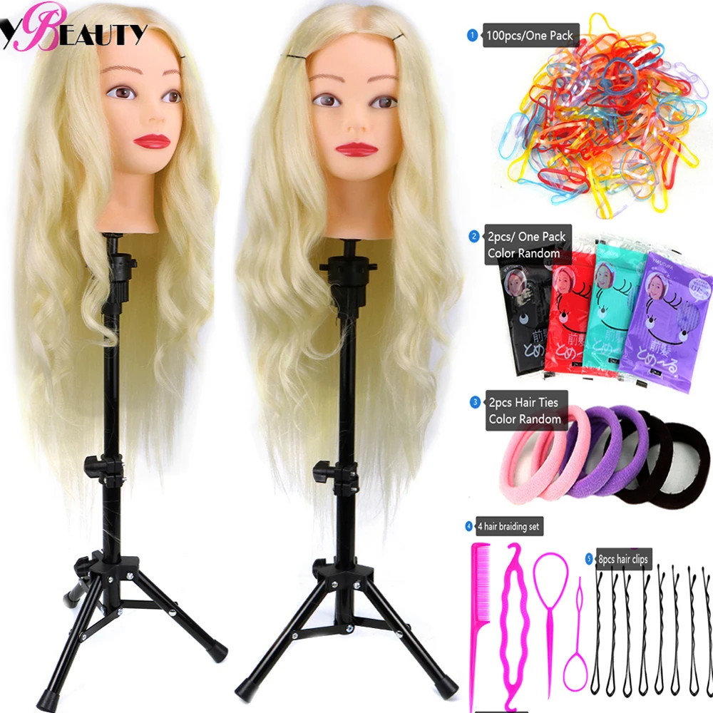 Blonde Mannequin Head With 80% Human Hair For Hairstyles Hairdressing ...