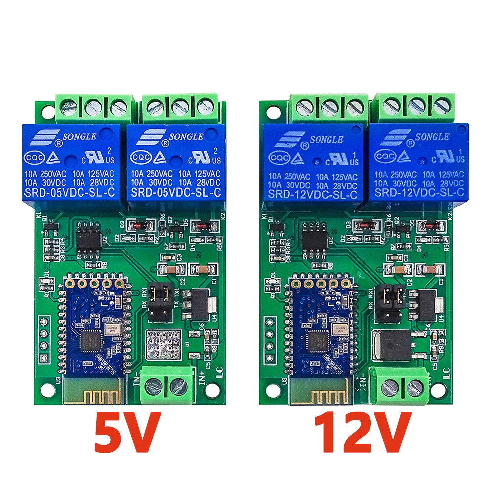5V-12V-2-Channel-Bluetooth-Relay-Switch-Module-BT-Relay-Control-APP ...