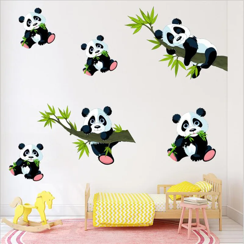 Cartoon-Bamboo-Panda-Wall-Stickers-For-Kids-Room-Home-Decor-Living-Room ...