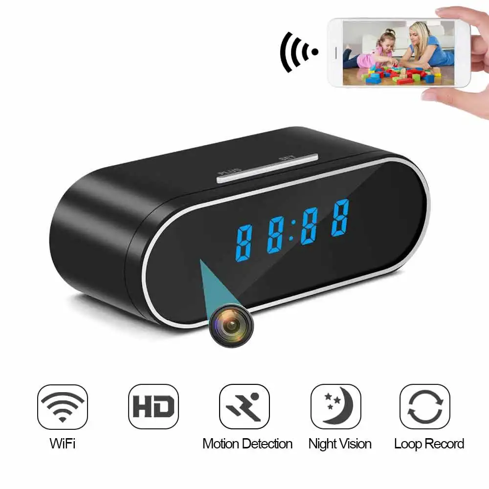 1080p Mini Camera Wifi Wireless Nanny Clock Time Alarm With Night ...