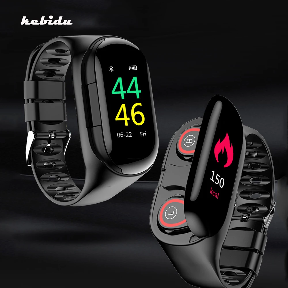 Kebidu M1 AI умные часы Bluetooth наушники монитор сердечного ритма ...