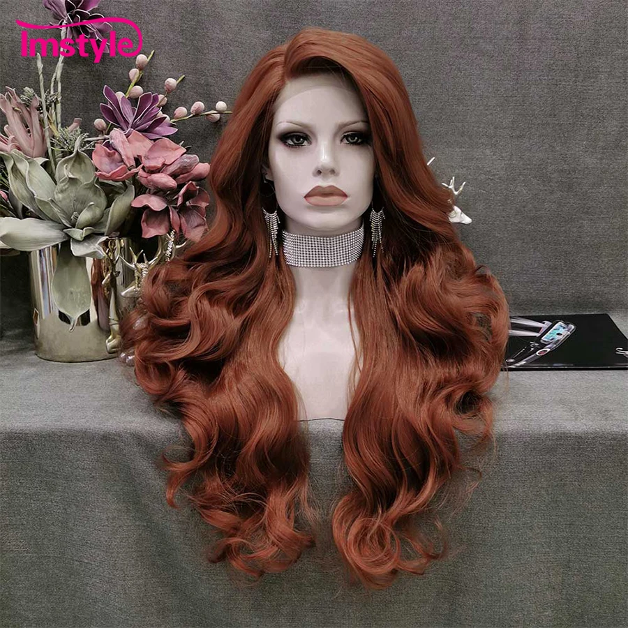 Imstyle-Copper-Red-Wig-Long-Synthetic-Lace-Front-Wigs-For-Women-Wavy ...