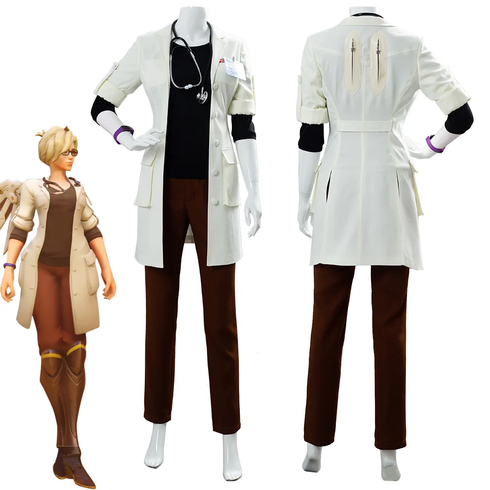 OW Angela Mercy Dr. Ziegler Cosplay Costume Suit - AllCosplay.com
