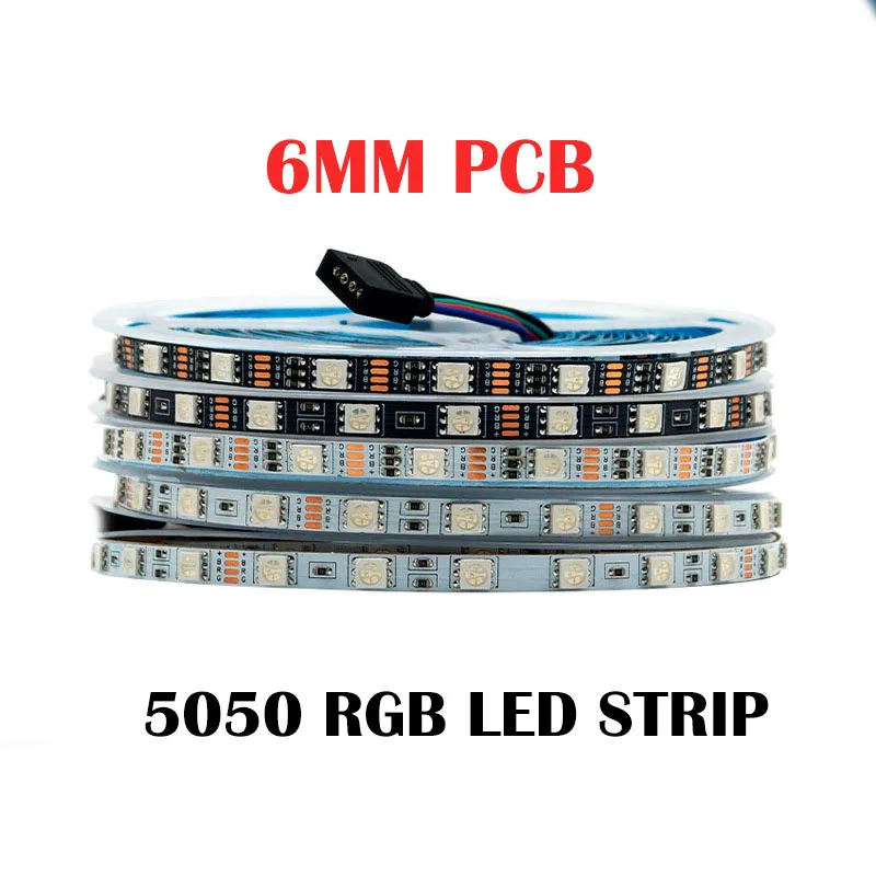 6mm Width Utlra thin Rgb Led strip Lights SMD5050 60leds/m 5V 12V 24V ...