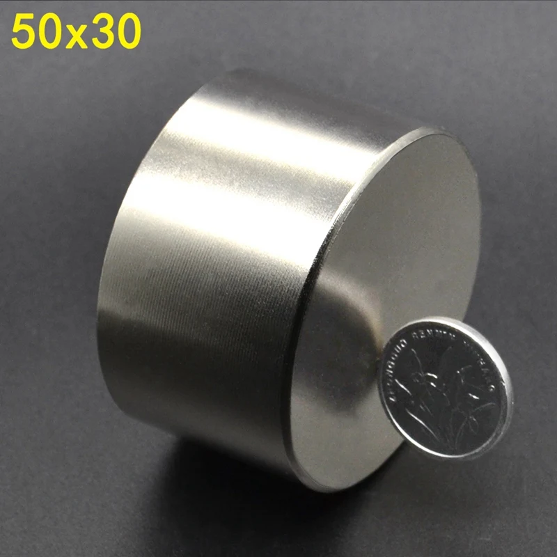 1Pcs N52 Permanent Round Magnet 50Mm x 30Mm Big Super Strong Powerful ...