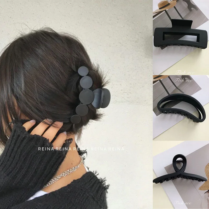 New Matte Matte Black Shark Clip Catch Clip Back Ponytail Hair Clip ...