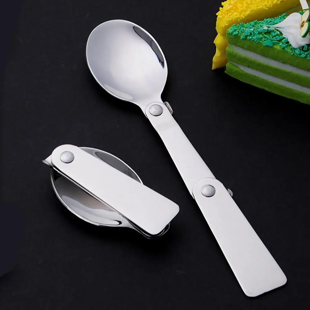 Portable Three-folding Stainless Steel Spoon For Outdoor Camping Travel ...