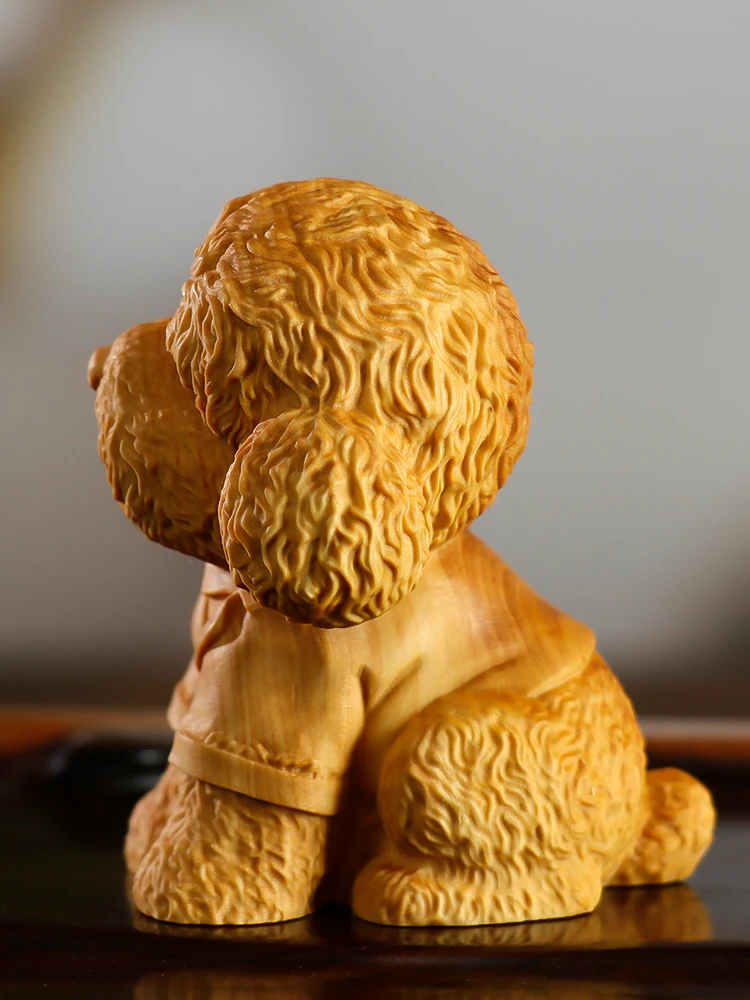 Wooden Cockapoo Puppy Decorative Figurines Home Room Office Potted Pla ...