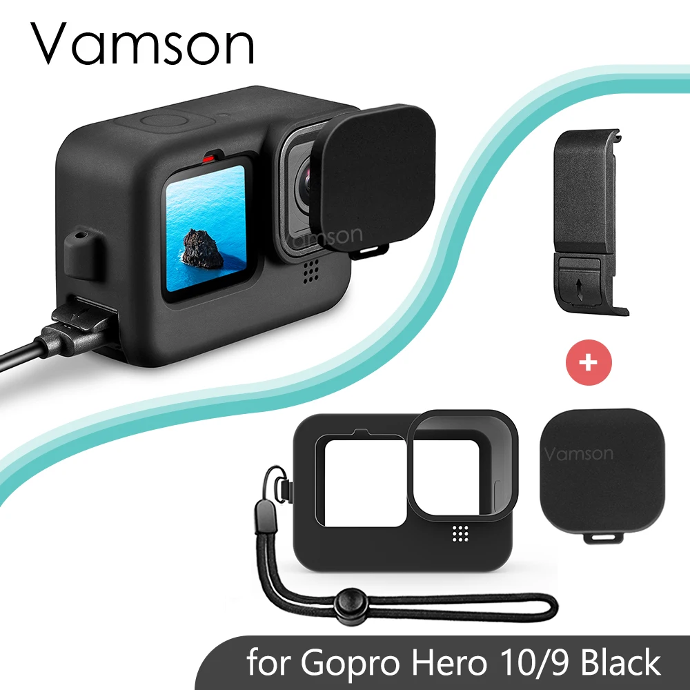 Vamson Battery Side Cover with Silicone Case for GoPro Hero 10 9 Black ...