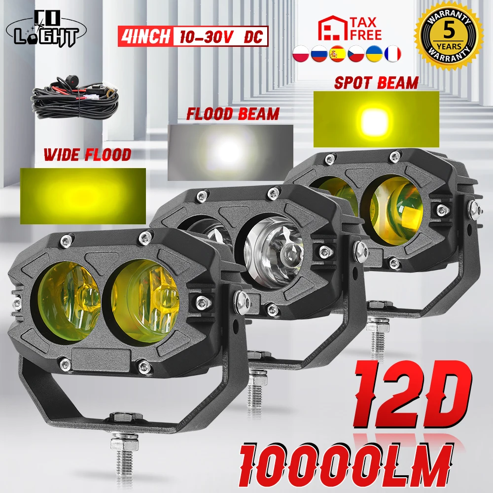 Co Light 4 Inch Led Work Light Bar 12v 24v Spot Flood Beam For Car Fog ...