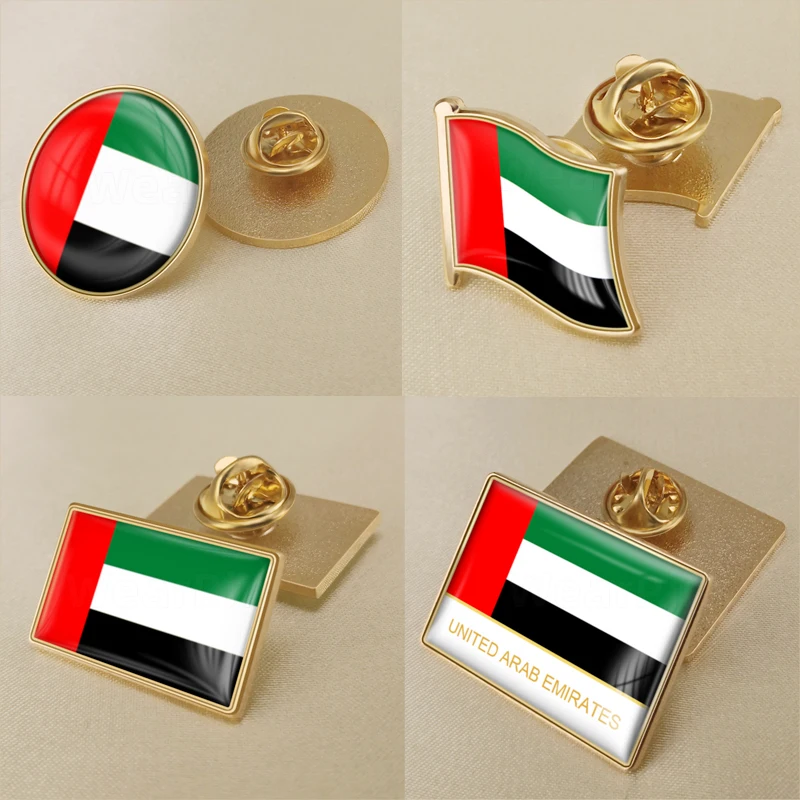 Coat Of Arms Of United Arab Emirates Map Flag National Emblem Brooch ...