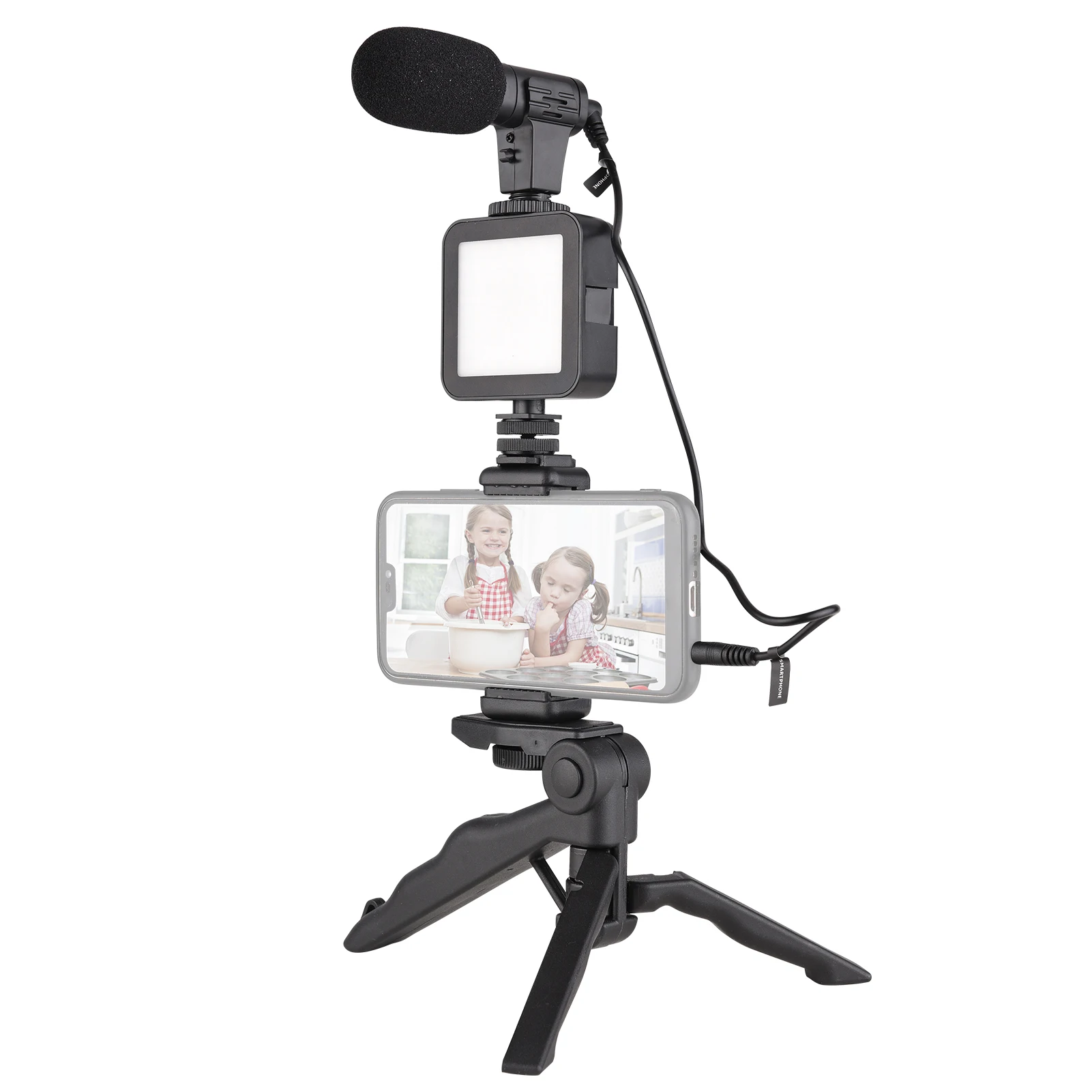 Vlog Kit Mini LED Video Light + Super Cardioid Condenser Microphone ...