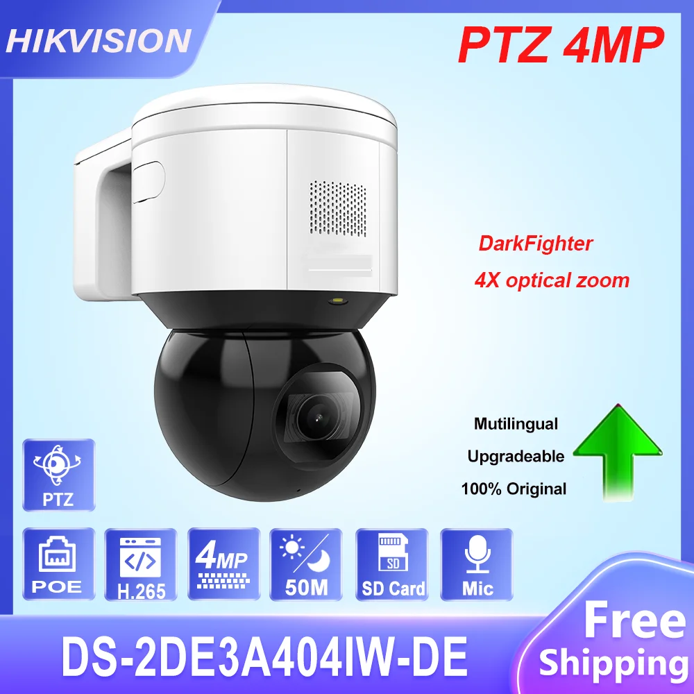 Hikvision PTZ 4X ZOOM 4MP Camera DS 2DE3A404IW DE DarkFighter SD Card ...