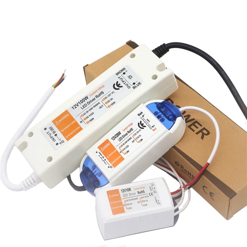 LED Strip Power Supply DC 12V 18W 28W 48W 72W 100W Lighting ...