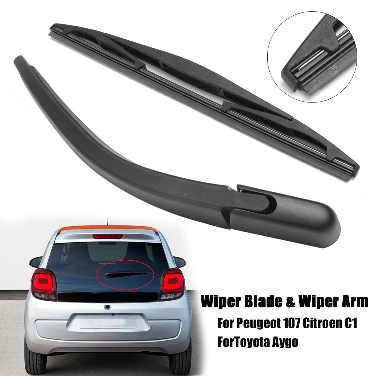 Rear Windscreen Wiper Arm & Blade Windshield Wiper for Peugeot 107 for ...