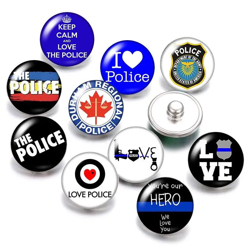 DB0429 Round Beauty I love police 18mm snap buttons 10pcs mixed round ...