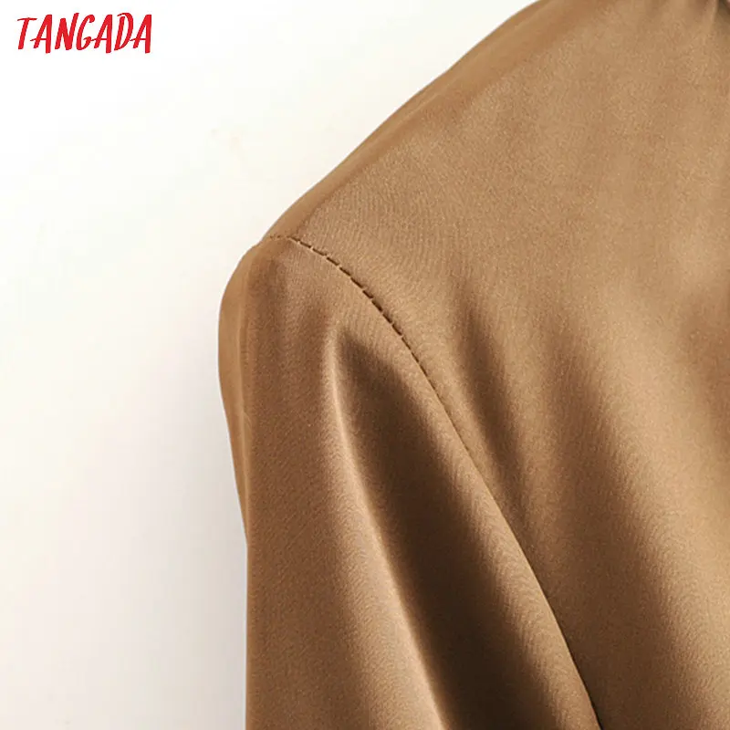 Tangada женское сексуальное однотонное платье рубашка с глубоким V образным вырезом и бантом с