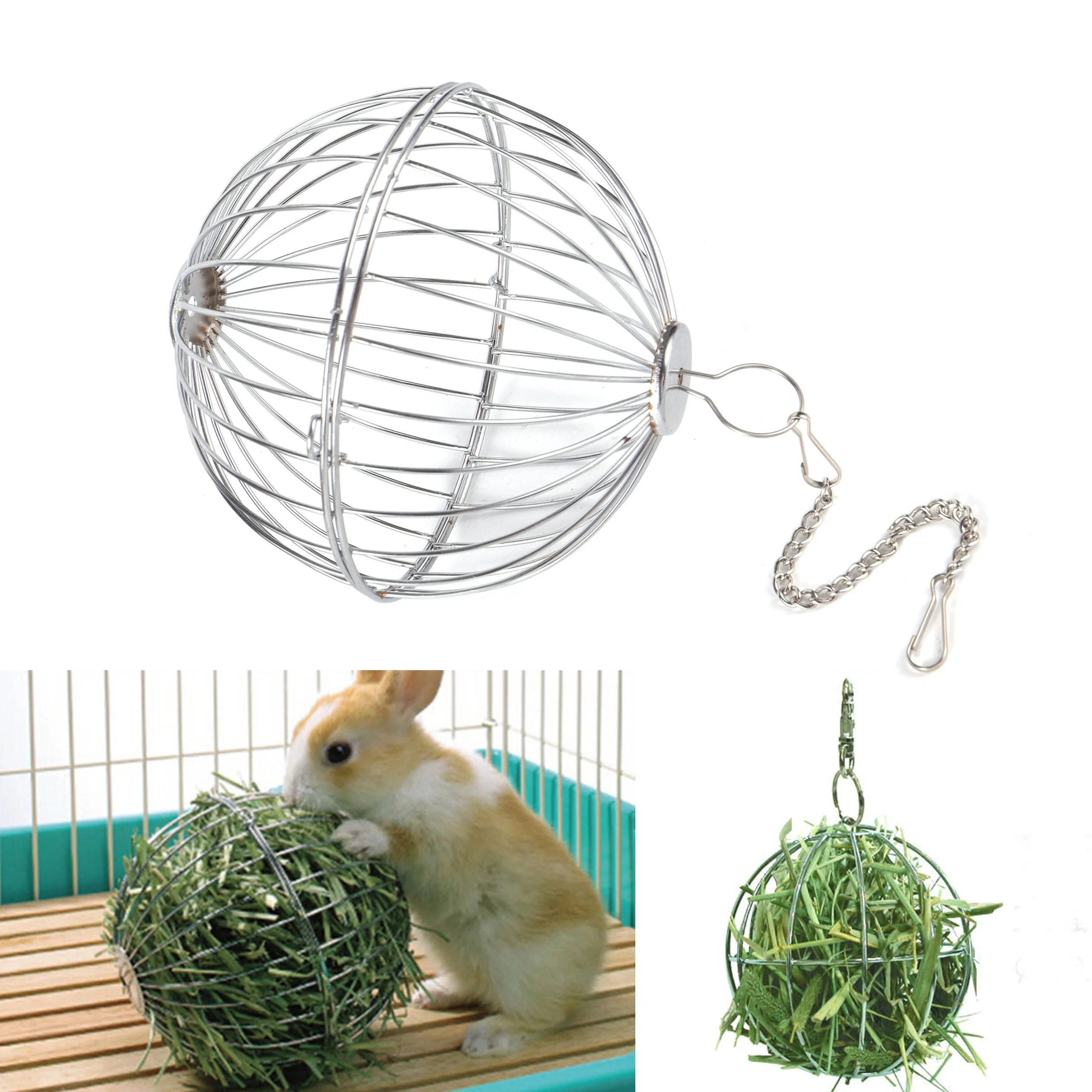 Pet-Rabbits-Toys-Round-Sphere-Stainless-Steel-Plastic-Feed-Dispense ...