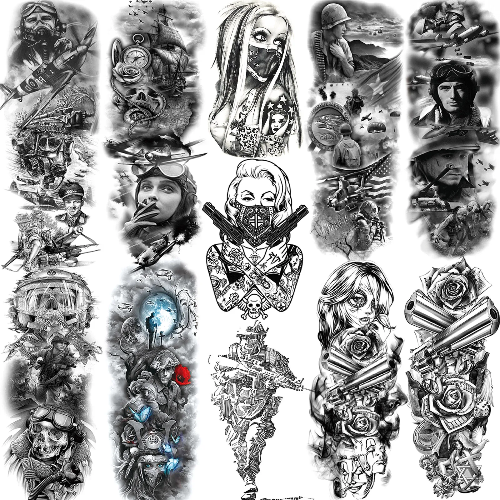 Large-Size-Temporary-Sleeve-Tattoos-For-Men-Adult-Realistic-Fake ...