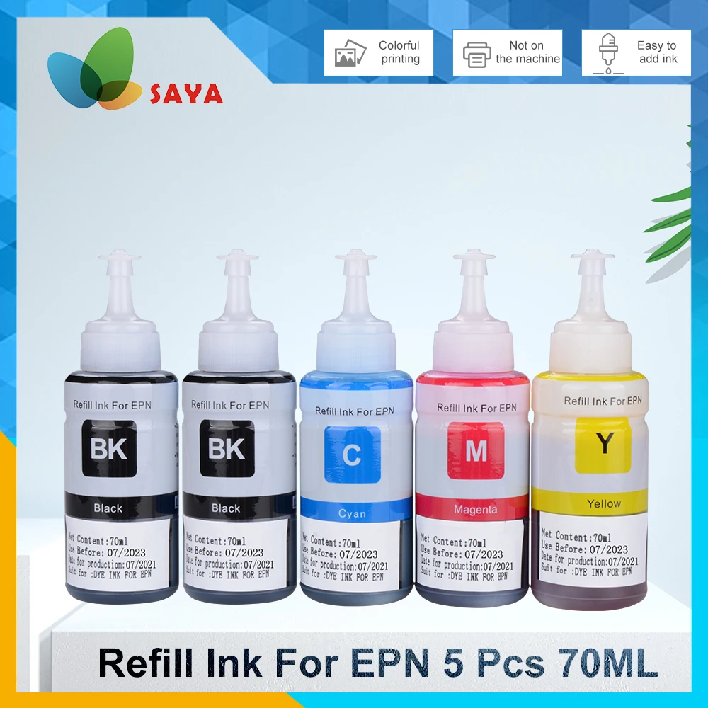 5bottles Dye Based Refill Inkfor Epson L200 L1800 L355L300 L3150 L110 ...
