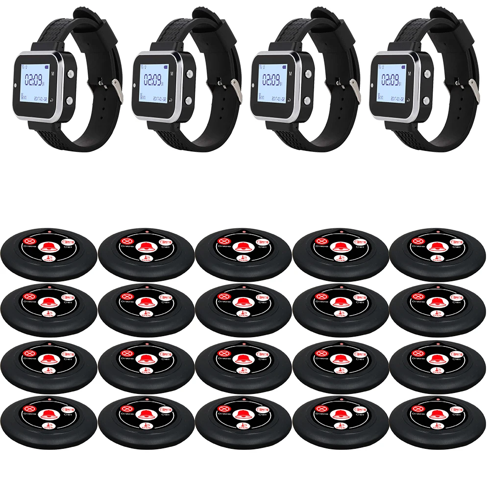 JINGLE BELLS 4 Watch Receiver 20 Button Buzzer Wireless Waiter Calling ...