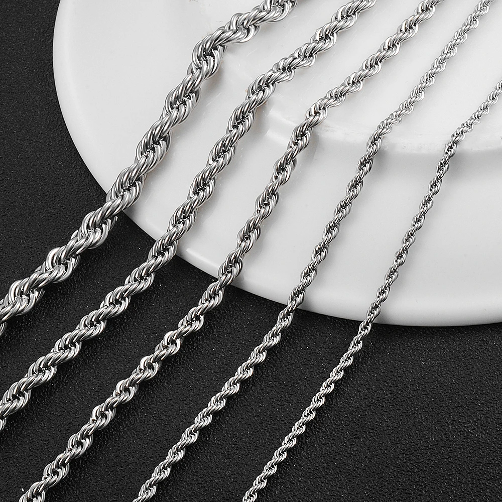 2.3mm/3mm/4mm/5mm/6mm Stainless Steel Twisted Rope Chain Necklace for ...