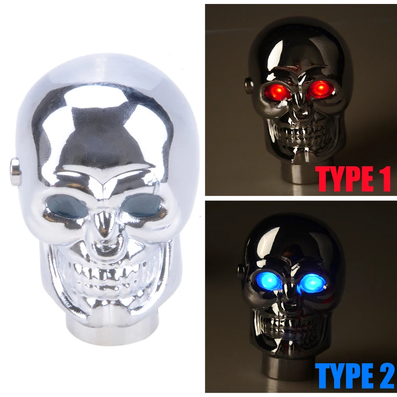 Gear-Shift-Knob-Chrome-LED-Skull-Eyes-Light-Luminous-eye-Chromium ...
