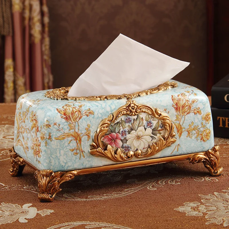 European style Tissue Box Luxury Home Decoration Resin Napkin Box ...