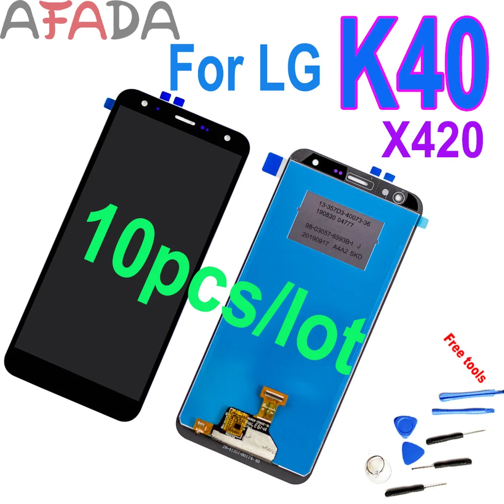LG K40 2019 X420 LMX420QN LMX420QM LMX420HM LMX420EM LCD 디스플레이 터치 스크린 디지타이저 어셈블리 + 프레임 10 개/몫 ...