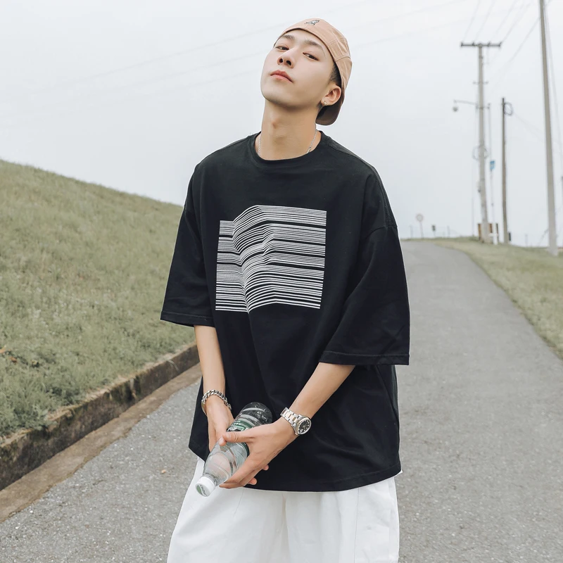 Stripe Creative T Shirt Fashion Romantic Breathable Modric Streetwear T ...