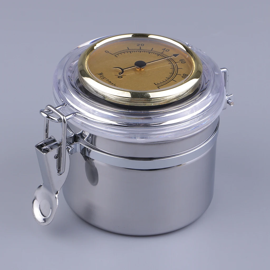 Professional-Stainless-Steel-Pipe-Tobacco-Tin-Can-with-Hygrometer ...