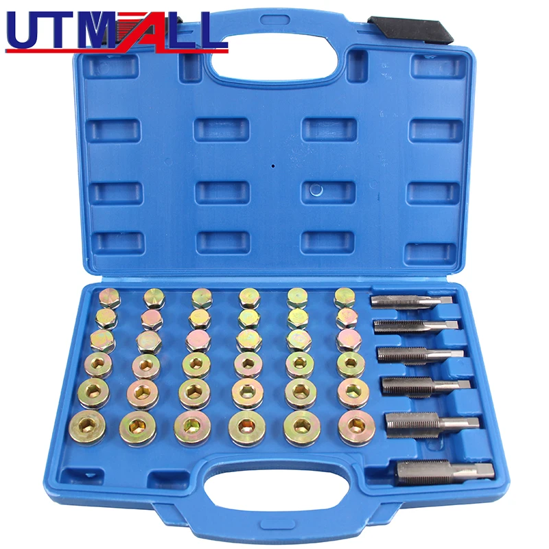 114pcs Oil Pan Drain Sump Plug Key Set Thread Repair Tool Kit Set Drain ...