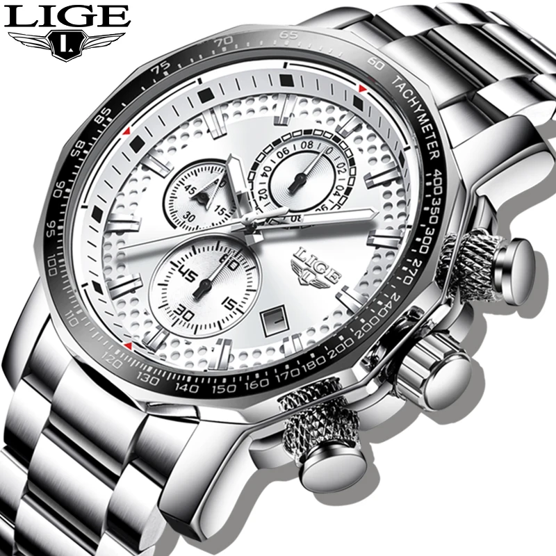 LIGE-Silver-Big-Dial-Watch-Men-Sport-Quartz-Clock-Fashion-Men-Watches ...
