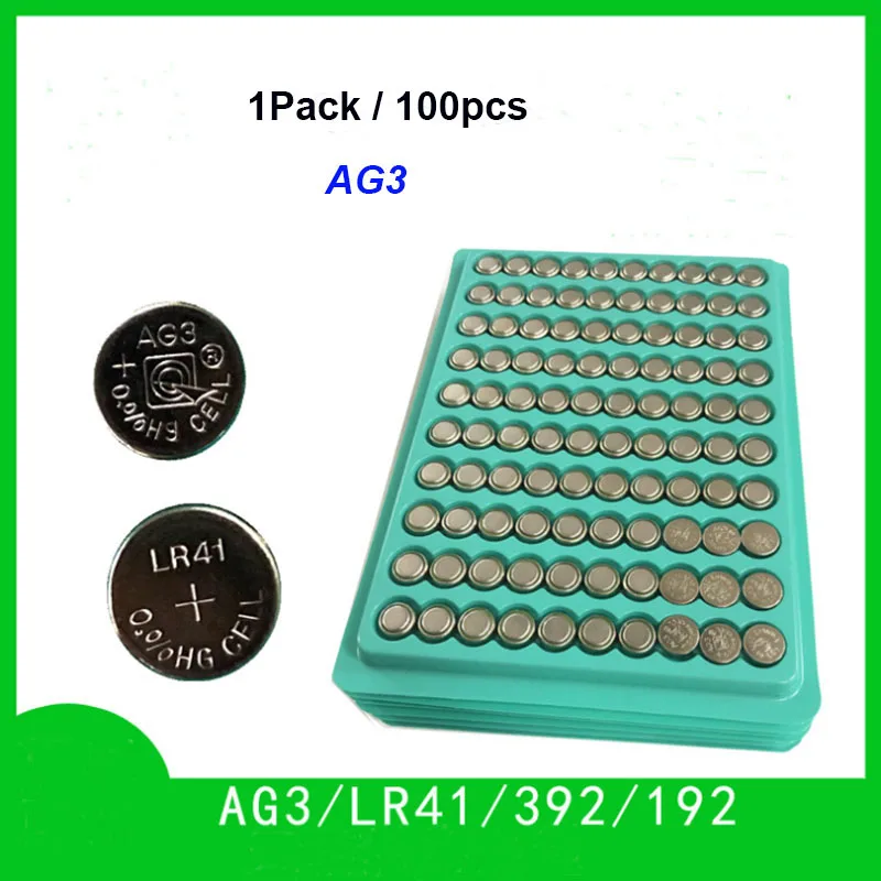 Pilas de botón AG3, LR41, SR41, 100 V, 1,55, L736, 192, SR41SW, pilas alcalinas de moneda para ...