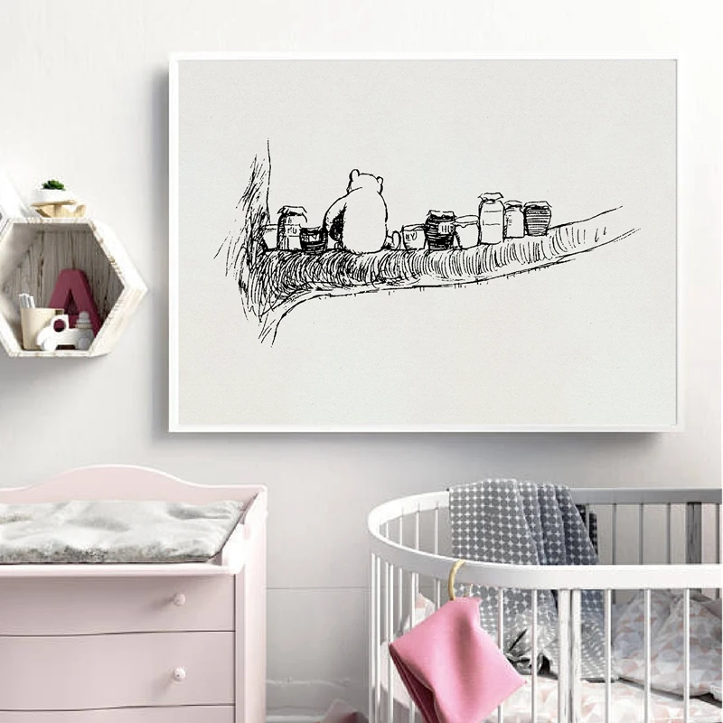 Winnie The Pooh Art Prints Cartoon Poster Kids Baby Room Decor Classic ...